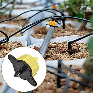 M METERXITY 60 Pack Irrigation Drip Emitters - Garden Lawn Pressure Compensating Dripper Constant Flow Apply to Watering System (33x23.5mm Yellow, Black)