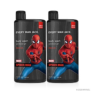 Every Man Jack Body Wash - Marvel Spider Man | 16.9-ounce Twin Pack - 2 Bottles Included | Naturally Derived, Parabens-free, Pthalate-free, Dye-free, and Certified Cruelty Free
