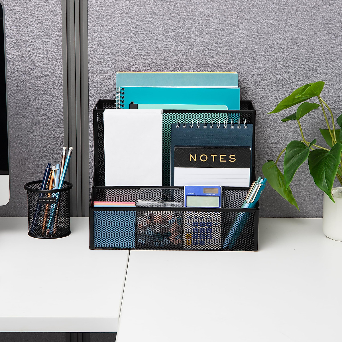 Mind Reader DEEPORG-BLK Metal Mesh Large File Storage Basket For A4 Paper, Legal Documents, Folder & Magazine Holder, Office Organization, Black Deep Org