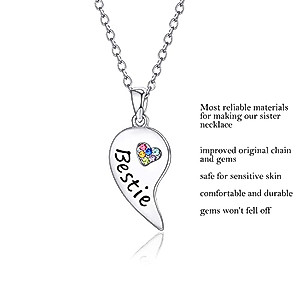 KINGSIN Best Friend Necklace BFF Matching Friendship Sister Necklaces for 2 Best Friend Friendship Jewelry Gifts for 2 Teen Girls Women Sisters Birthday