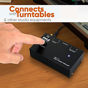 Pyle PP777 Phono Turntable Preamp Mini Electronic Audio Stereo Phonograph Preamplifier Input, RCA Output & Low Noise Operation Powered by 12 Volt DC Adapter
