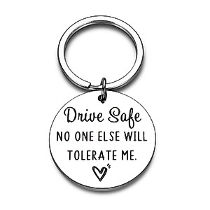 Drive Safe Keychains for Boyfriend Gifts from Girlfriend Cute Christmas Valentines Day Gifts for Him Her Husband Birthday Presents from Wife Fiance Couple Gift Wedding Anniversary New Driver Women Men