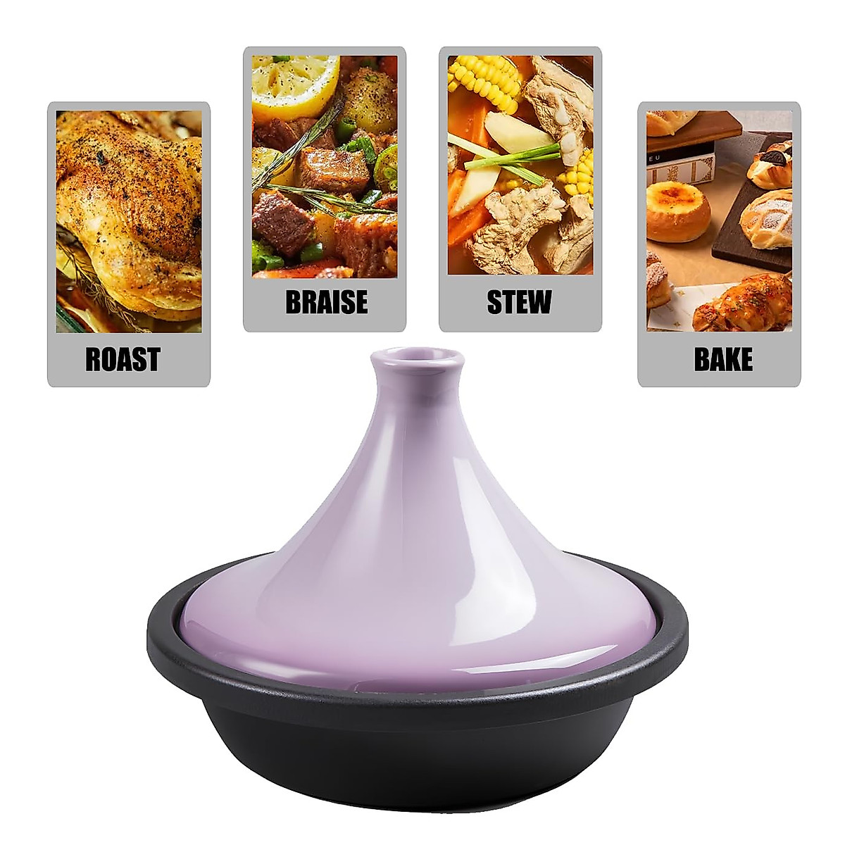 Xgxoz Tagine Pot for Cooking, Premium Cast Iron Cooking Pot Stew Casserole Slow Cooker for Different Cooking Styles