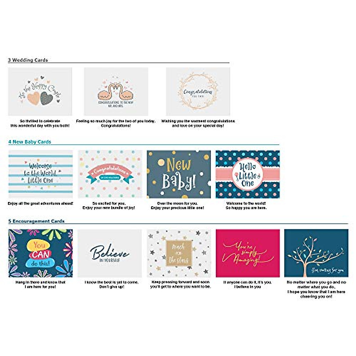 Dessie 60 Unique Large Greeting Cards Assortment with Envelopes and Seals.- Amazing Assorted Cards for All Occasions w/Greetings Inside, Card Organizer.