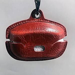 Genuine Leather Case Compatible with Sony WF-1000XM4 True Wireless Earphone Protective Case Crazy Horse Leather Cover with Leather Lanyard (Red)