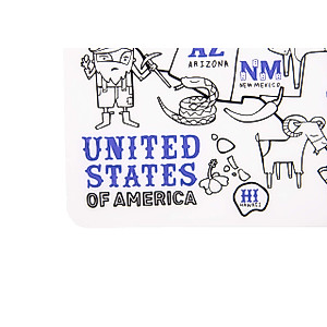 MODERN-TWIST Waterproof, Dishwasher Safe Mark, Mat & Marker Set, US Map