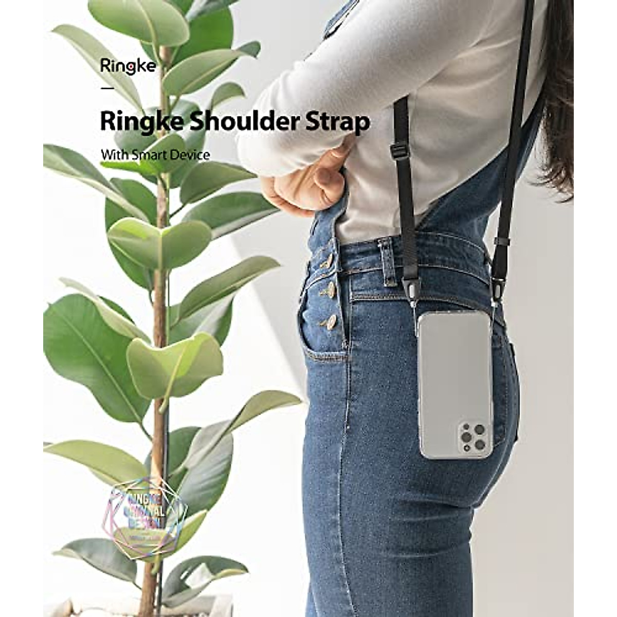 Ringke Shoulder Strap [Phone Lanyard] Designed for Camera Strap and Phone Strap, Adjustable Sturdy Universal Crossbody Strap Compatible with Camera and Phone Case - Black