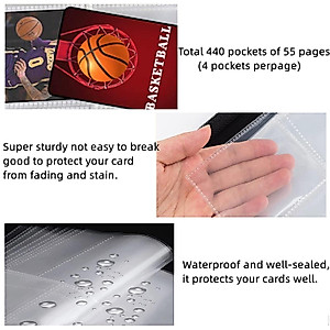 FUYUNLAI 3 Pocket Faux Leather Basketball Card Binder with Removable Sleeves, 400 Card Capacity