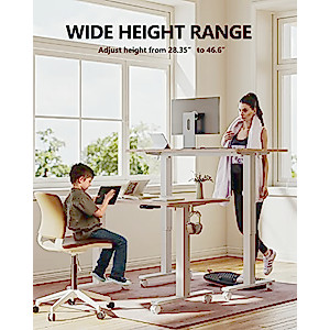 BANTI Standing Desk, 48 x 24 Inch Electric Stand up Height Adjustable Home Office Table, Sit Stand Desk with Splice Board, Maple