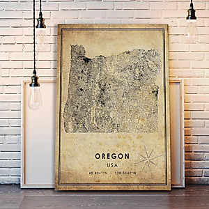 Oregon Vintage Map Print Oregon Map USA State Map Art Oregon City Road Map Poster Vintage Gift Map