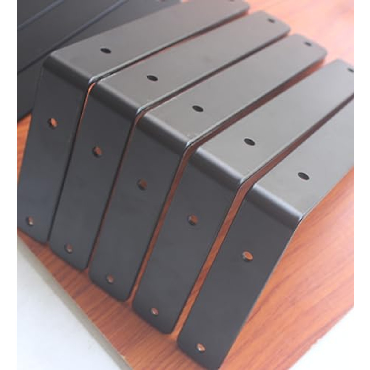 8 Pack - L 8" x H 6" x W 1.5", 5mm Thick Black L Shelf Bracket, Iron Shelf Brackets, Metal Shelf Bracket, Industrial Shelf Bracket Decorative Shelving, Shelf Supports with Screws