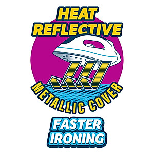 Minky Homecare SmartFit Supersize Reflector Ironing Board Cover with Heat Reflective Surface – Fits Extra Large Ironing Boards up to 57 x 21 Inches (White/Multicolor)