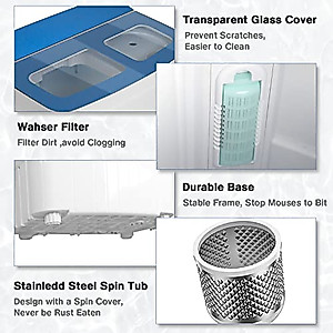 INTERGREAT Portable Waher and Dryer, 17.6 lbs Mini Small Washing Machine Combo with Spin Dryer, Compact Twin Tub Laundry Washer Machine for Apartments, Dorm, Rv, Camping, Blue