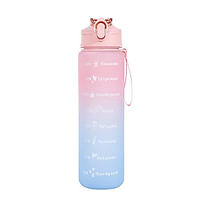 Water Bottles with Motivational Time Marker & Straw, 26oz Leakproof Water Jug Drink Bottles Gradient Color Water Containers Travel Sports Water Bottle for Gym Office and School