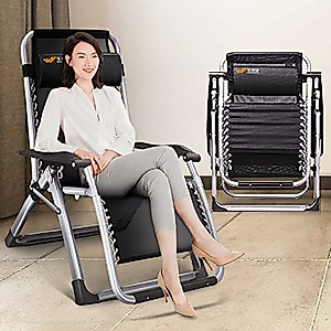 ABaippj Zero Gravity Chair - Anti Gravity Outdoor Lounge Patio Folding Reclining Chair with Cup Holder & Pillow for Yard, Beach, Camping, Garden, Pool, Lawn Deck