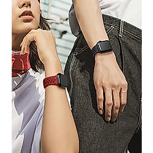 Maledan Sport Bands Compatible with Apple Watch Band 44mm 42mm 45mm 49mm Men Women, Waterproof Silicone Strap Replacement Wristbands for iWatch Series 8 7 6 5 4 3 2 1 SE, Anthracite Black/Red Black