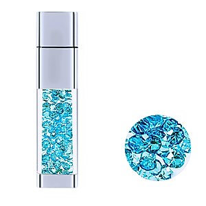 WooTeck 128GB Jewelry Crystal Lipstick USB Flash Drive,High Speed Memory Stick Pendrive, Lake Blue