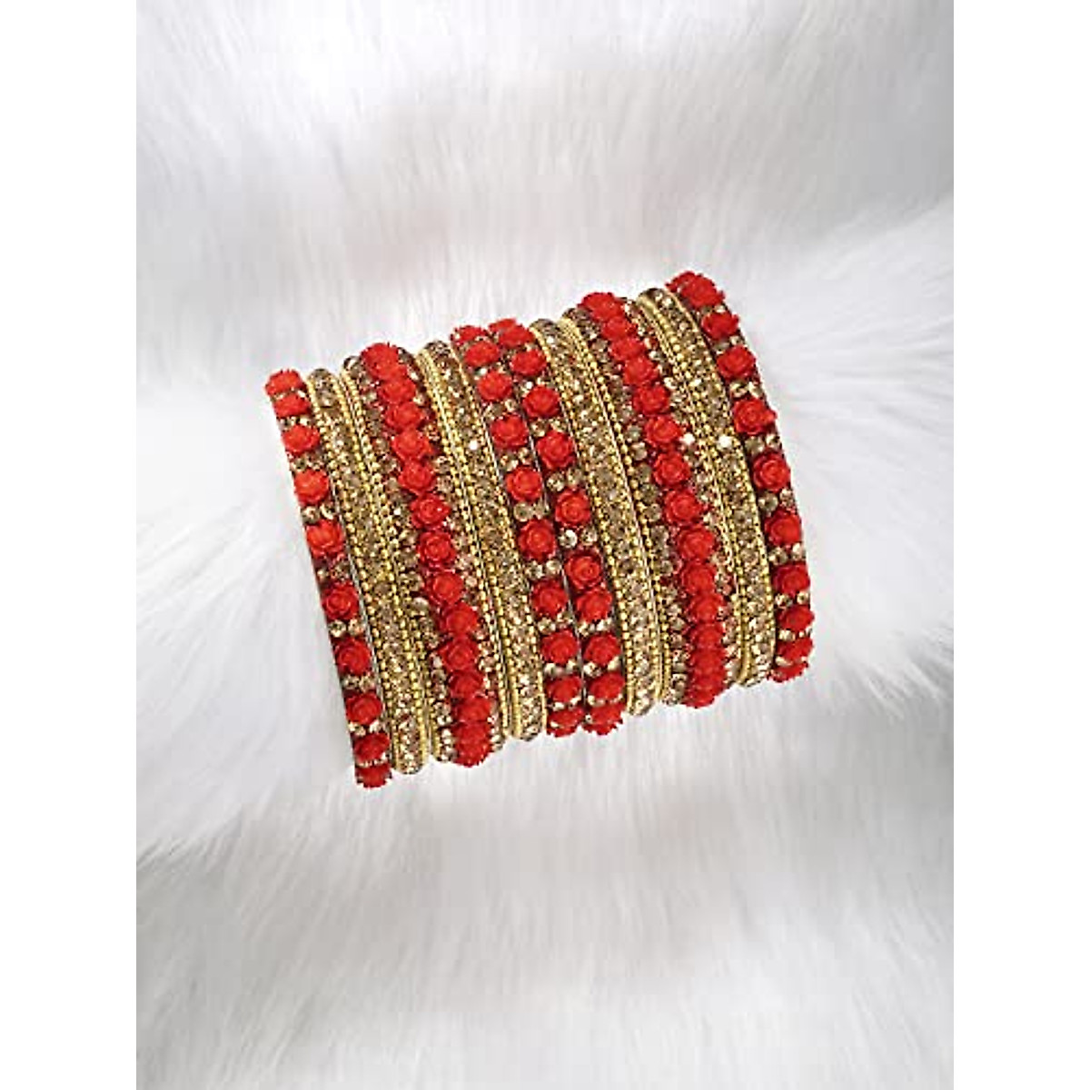 Aheli Ethnic Colorful Metal Bangles Chudha Set Stone Studded Bangle Set Indian Wedding Wear Fashion Jewelry for Women & Girls