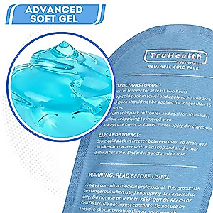 TruHealth Gel Ice Packs (2 Pack) - FSA HSA Approved Large Size 4.5 x 9.5 in for Various Body Pain and Injuries, Reusable, Cold Compress Therapy