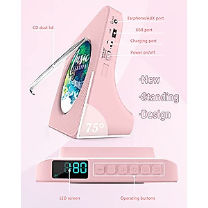 Greadio CD Player Portable with Bluetooth 5.0, HiFi Sound Speaker, CD Music Player with Remote Control, Dust Cover, FM Radio, LED Screen, Support AUX/USB, Headphone Jack for Home, Kids, Kpop, Gift