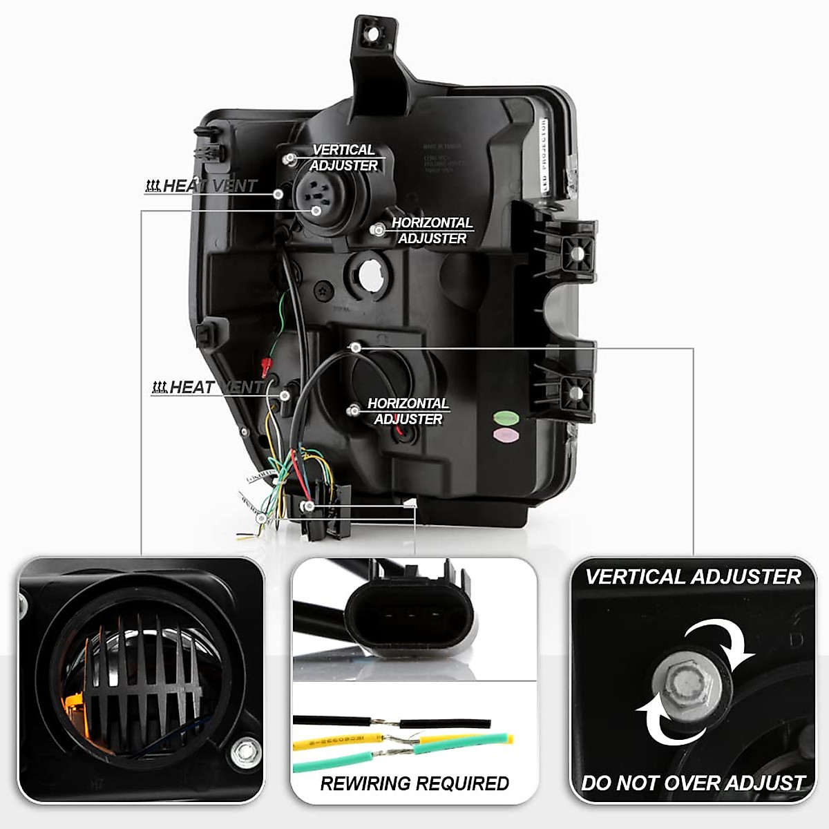 ACANII - For 2008-2010 Ford F250 F350 SuperDuty Black w/Switchback LED Tube Built-In LED Projector Headlights Headlamps