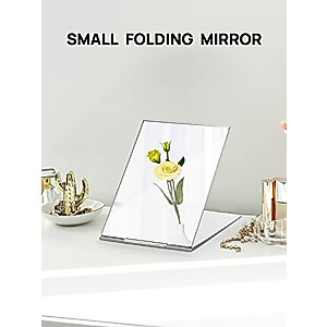 MIRRORNOVA Portable Folding Mirror, Ultra-Slim Durable Makeup Tabletop Mirror for Travel with Aluminum Shell, Large Size 6"