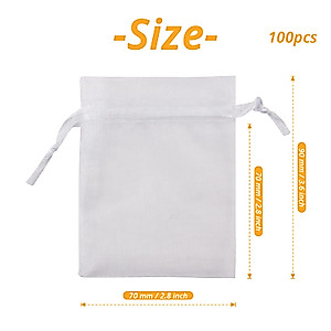 MJIYA Sheer Mesh Drawstring Organza Bags, 100 Pack 3.6x2.8 Inch Small Clear Gift Bags for Favor Jewelry Wedding (100 Pack)