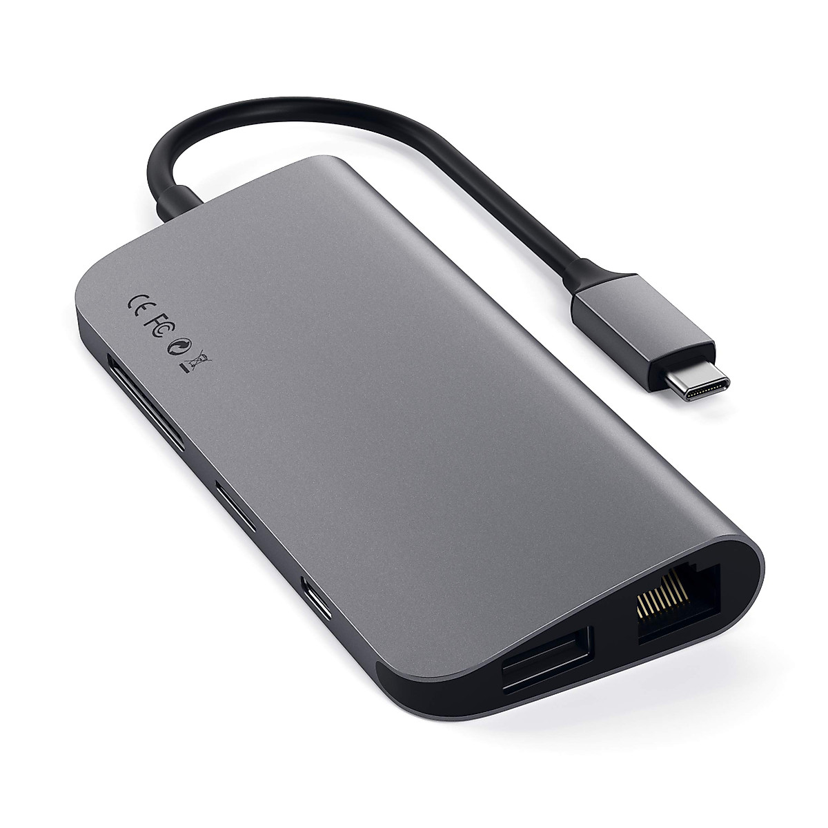 Satechi Type-C Multimedia Adapter with 4K HDMI, Mini DP, USB-C PD, Gigabit Ethernet, USB 3.0, Micro/SD Card Slots - for M2/ M1 MacBook Pro, M2/ M1 MacBook Air (Space Gray)