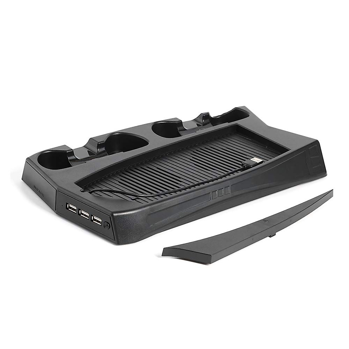 LULU MART PS5 Console with Dualsense Charging Station Cooling Fan Vertical Stand, Retractable Video Game Disc Storage for PS5 All in 1 Console Playstation 5 Console