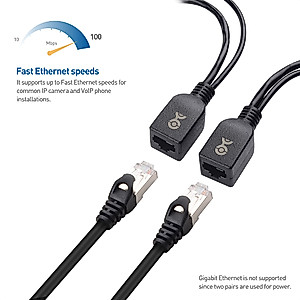 Cable Matters Inline Passive Power Injector Over Ethernet (PoE Injector and PoE Splitter Kit) in Black
