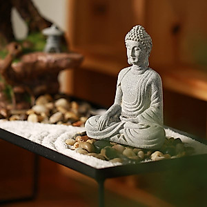 Sdeetesamjun Buddha Statue and 2 Japanese Lantern Pagoda Statues Zen Garden Accessories Buddha Statues for Home Decor Mini Meditation Decor, Buddha Decor, Zen Decor