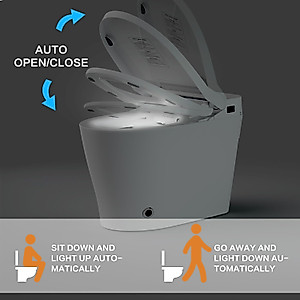 Smart Toilet with Bidet Built in, Foot Sensor Modern Bathroom Toilet Bidet Combo with Auto Flush, Bidet Warm Water, Heated Bidet Bidet Seat, Dryer, Night Light, Remote, Elongated (T20S)