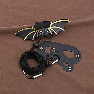 2 Set Ajustable Leather Bearded Dragon Lizard Leash Harness Cooling Wing Black Gold for Outdoor Safety Walking