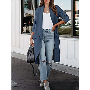 ANRABESS Women's Long Cardigan Sweater 2025 Fall Fashion Casual Oversized Knit Open Front Coatigan Jacket Coat Trendy Outfits Deep Blue Small