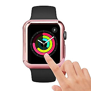 Tranesca 8 Pack 40mm Watch case with Built-in HD Clear Ultra-Thin TPU Screen Protector Cover Compatible with Apple Watch Series 4/5/6/SE (Clear+Black+Gold+Rose Gold+Red+Blue+Green+Silver)