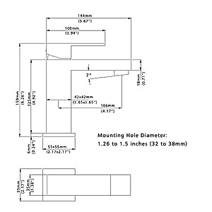 Brushed Nickel Bathroom Faucet - CELAENO Solid Square Single Handle Bathroom Sink Faucet with Pop Up Drain, Modern Single Hole Bathroom Sink Basin Vanity Sink Faucet