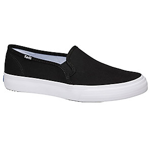 Keds Double Decker Slip on, Sneaker Womens, Black Canvas, 8.5 Medium