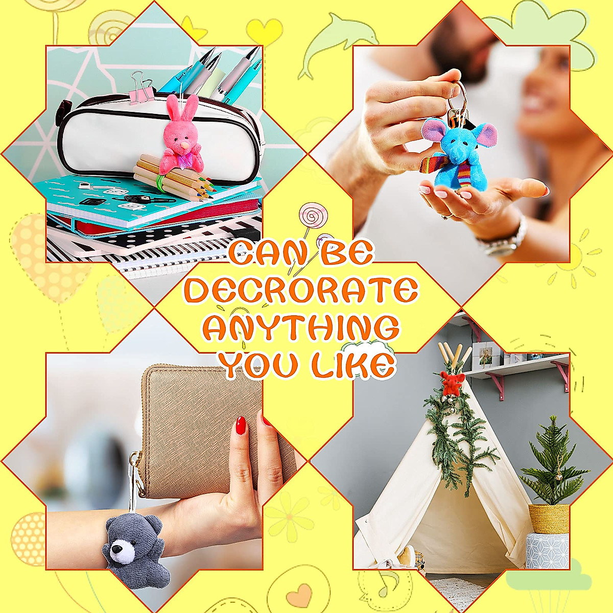 40 Pieces Mini Plush Animals Toys Set Animal Plush Toys Stuffed Animals Set Stuffed Animals Bulk Tiny Stuffed Animals for Boys Girls Themed Parties Valentine's Day Supplies Presents