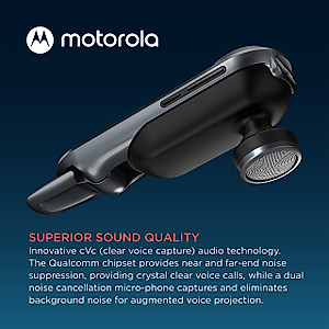 Motorola Sound HK500+ Bluetooth Earpiece Hands-Free Wireless Earpiece Headset with Microphone - IPX4 Water Resistant Bluetooth Phone Earpiece for Phone Calls, Compatible with iPhone and Cell Phones