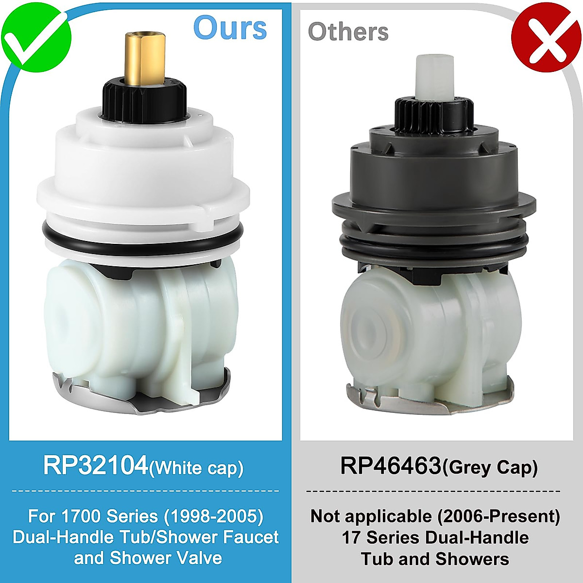 RP32104 Shower Cartridge Replacement,Compatible with Delta Monitor 1700 Series (1998-2005) Showers, RP32104 Cartridge Assembly for Tub/Shower Faucet Valve