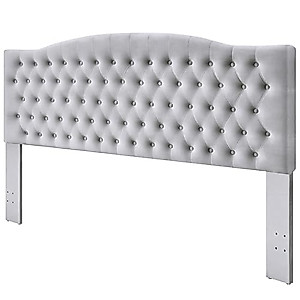 Befurtori King Headboard Only, Upholstered Headboard King for Adjustable Bed Velvet Tufted Cal King Size Wall Mounted Headboard with Solid Wood Legs Head Board, Gray