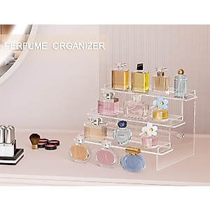 Meteou Acrylic Display Risers, 9.5'' Perfume Organizer Clear Riser Compatible with Funko POPs, Nendoroids, Action Figures, Cupcake Stand Lotion Holder Skincare Organizer Tiered Display Table Stand