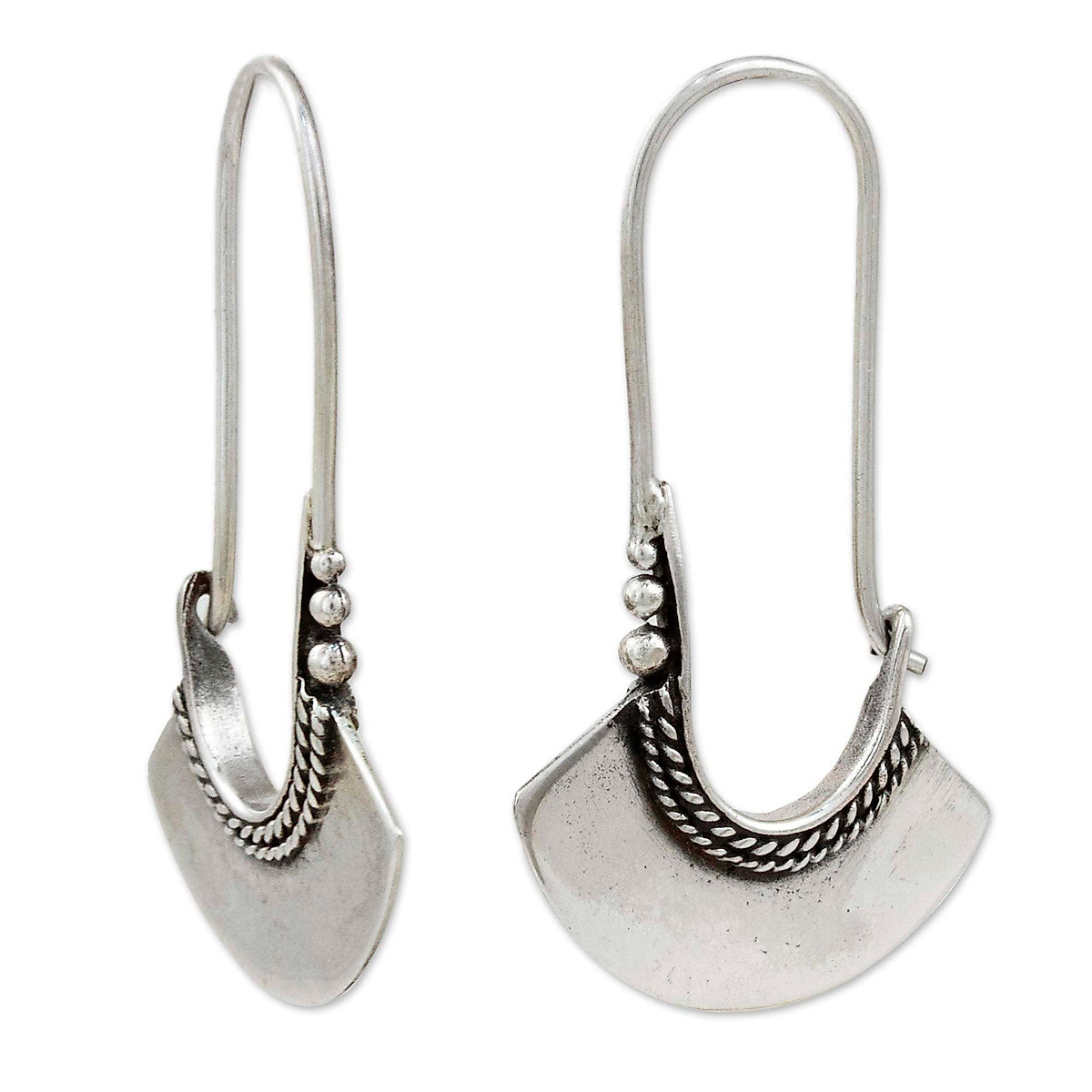 NOVICA Artisan Handcrafted Silver Hoop Earrings | Bell Design Hoop Earrings | .925 Sterling Silver Earrings | Silver Hoop Earrings Handmade | Hoop Earring Thailand | Bohemian Hollow Bell Themed