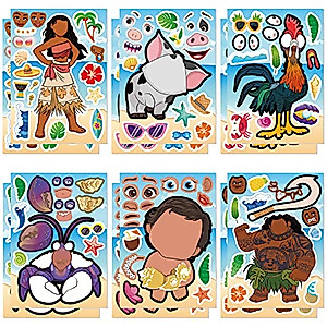 36Pcs Make Your Own Moana Stickers Sheet, Moana Birthday Party Favors for Moana Birthday Party Supplies