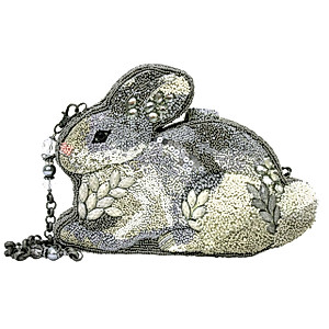 Mary Frances Hop To It Hand Beaded Rhinestone Detail Easter Bunny Rabbit Purse Handbag Shoulder Bag