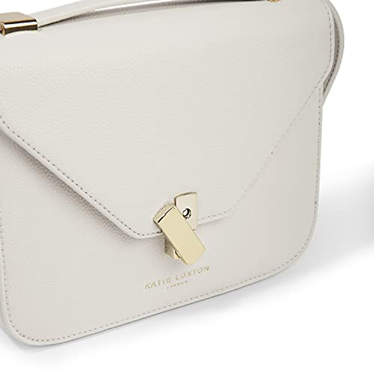 KATIE LOXTON Casey Womens Medium Vegan Leather Convertible Crossbody Top Handle Satchel Purse Off White