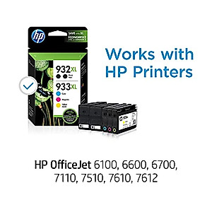 HP 933Xl / 932Xl (N9h69fn) Ink Cartridges (Cyan Magenta Yellow Black) 5-Pack in Retail Packaging