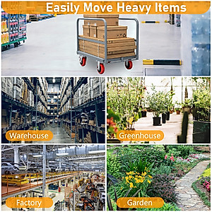 Steel Panel Truck, Heavy Duty Drywall Cart Lumber Cart Platform Truck Flat Cart, 2000lbs Hand Truck Push Cart Dolly with 6" Swivel Brake Casters and 3 Side Handrails(36" x 24")