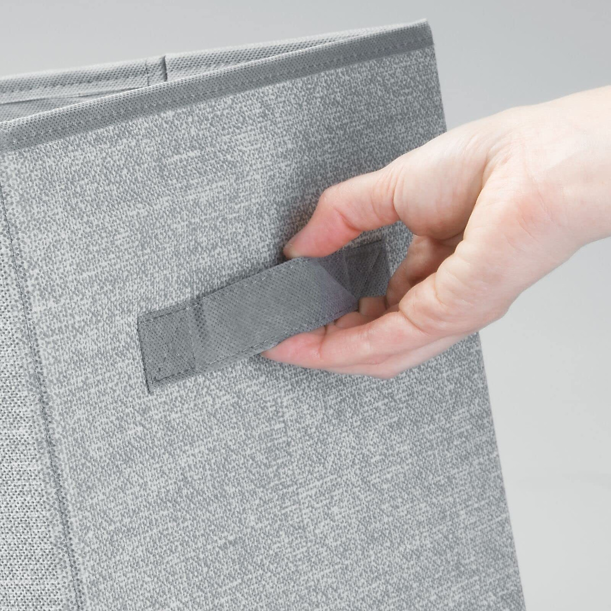 mDesign Small Fabric Collapsible Organizer Cube Bin Box with Front Handle for Cube Furniture Units, Closet or Bedroom Storage, Holds Clothing, Linens, Accessories - Lido Collection - 2 Pack - Gray
