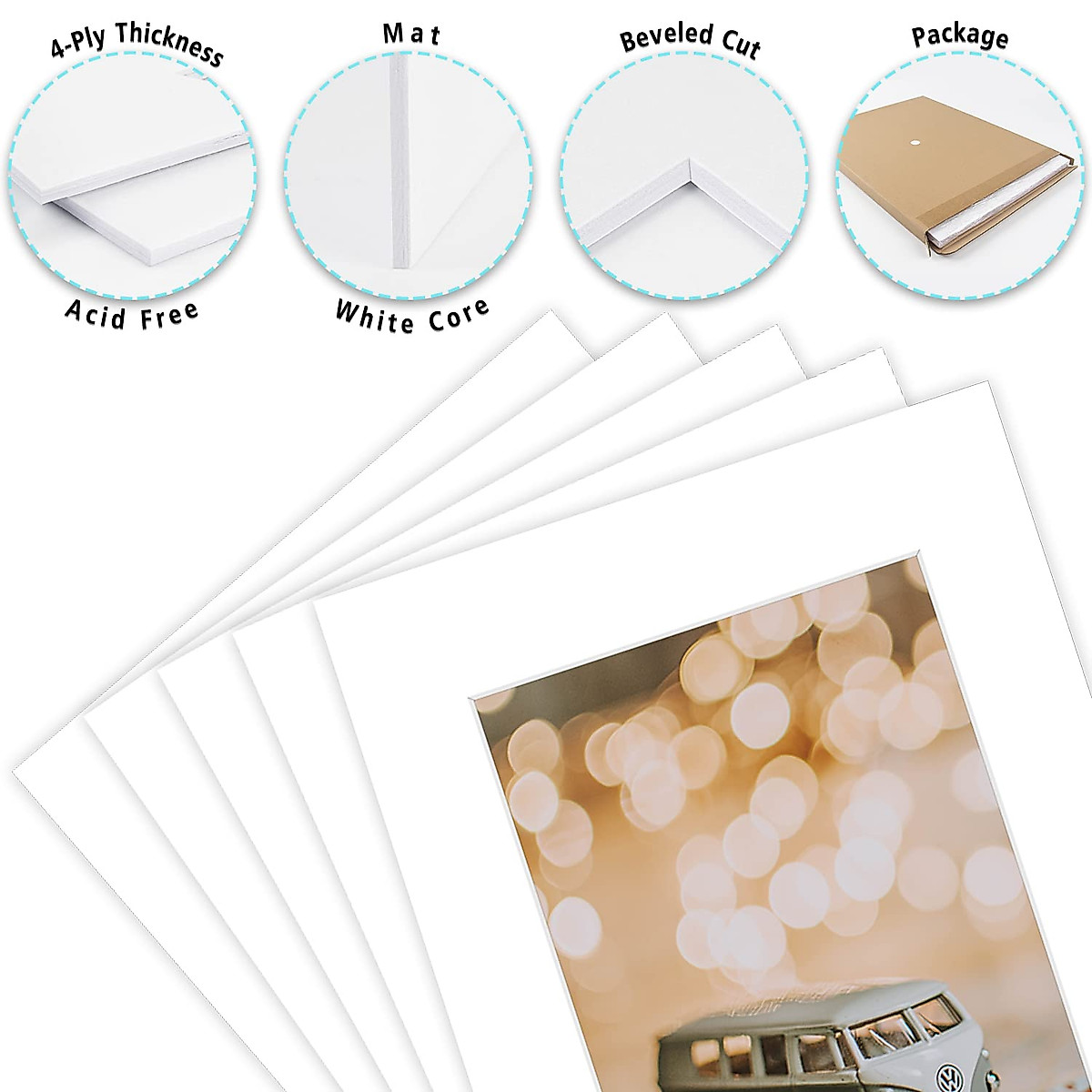 Pack of 10 16x20 WHITE Picture Mats with White Core Bevel Cut for 11x14 Pictures